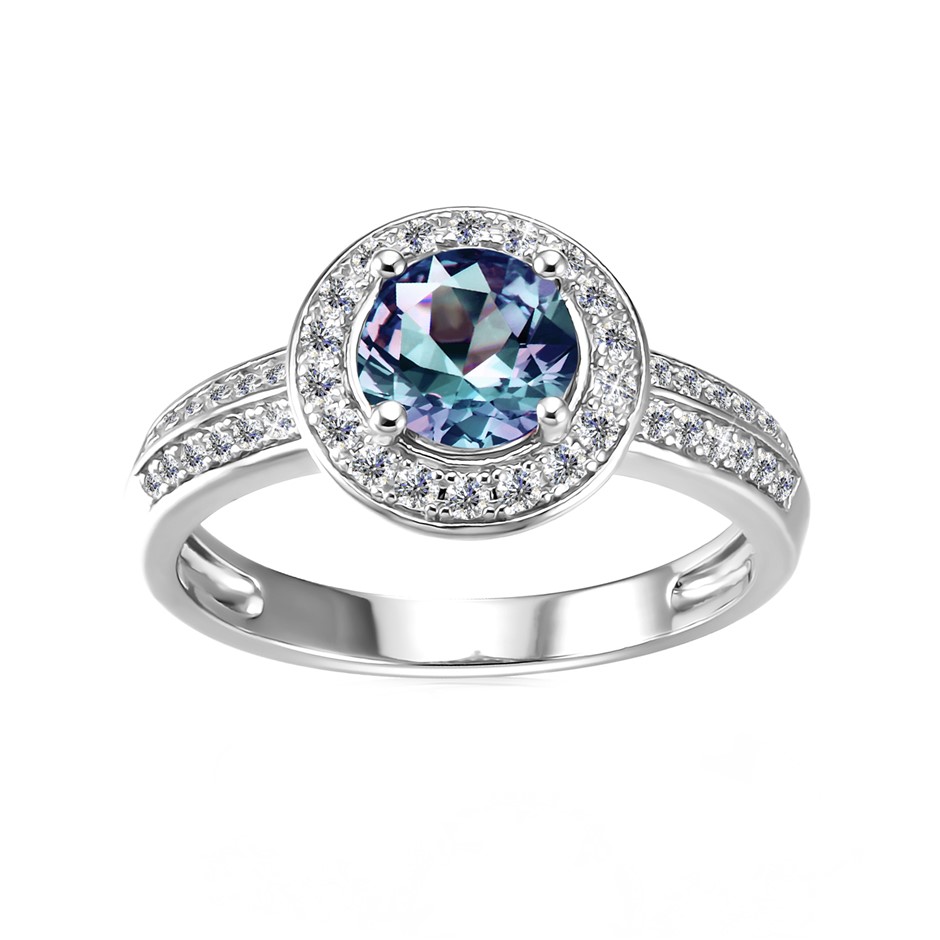 Elegant 18k White Gold Vermeil Alexandrite 1.00-carat Ring size 7 ...
