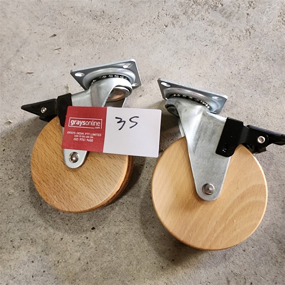 2 x Wooden Wheels / Sliders Auction (0035-5058426) | Grays Australia