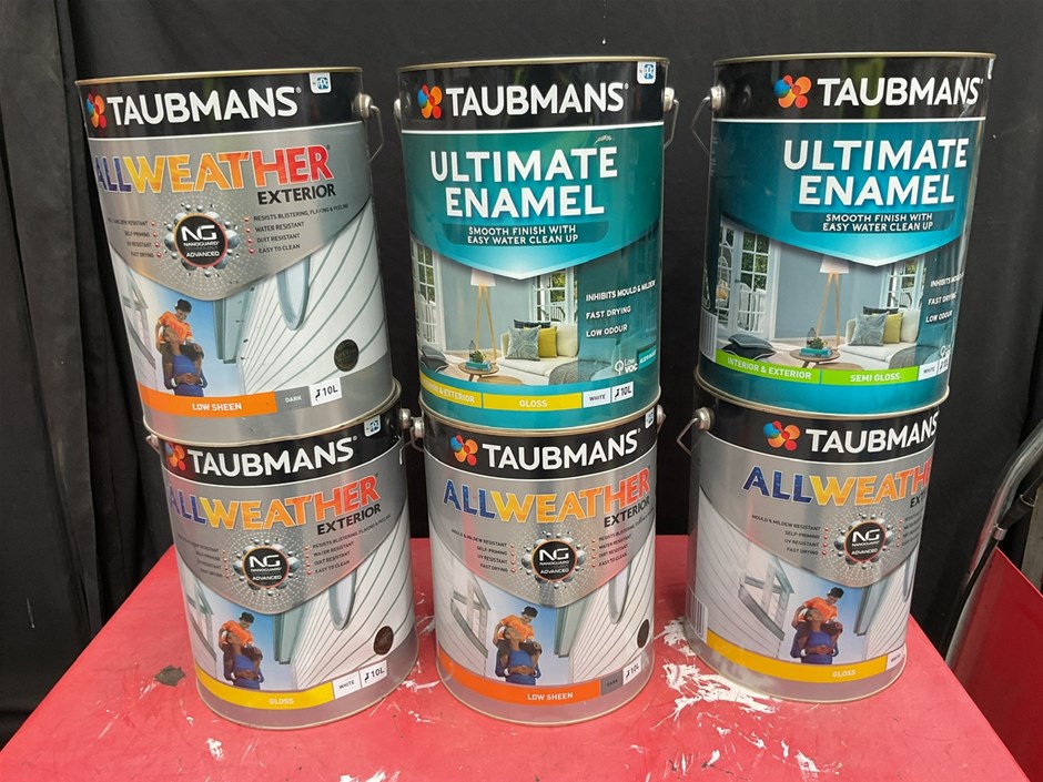6 x Assorted 10 Litre Tins of Taubmans Paint Auction (0020-3031104 ...