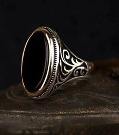 Silver Black Onyx Ring For Men, Handmade Auction (0015-2562599) | Grays ...