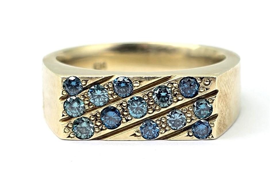 MENS DIAMOND AND YELLOW GOLD CHUNKY RING - VALUATION $3,630.00 Auction ...