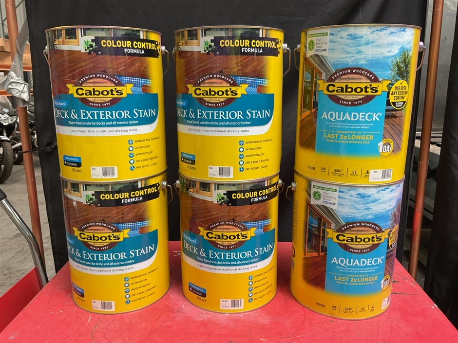 6 x Assorted 10 Litre Tins of Cabot’s Paint Auction (0047-3031283 ...