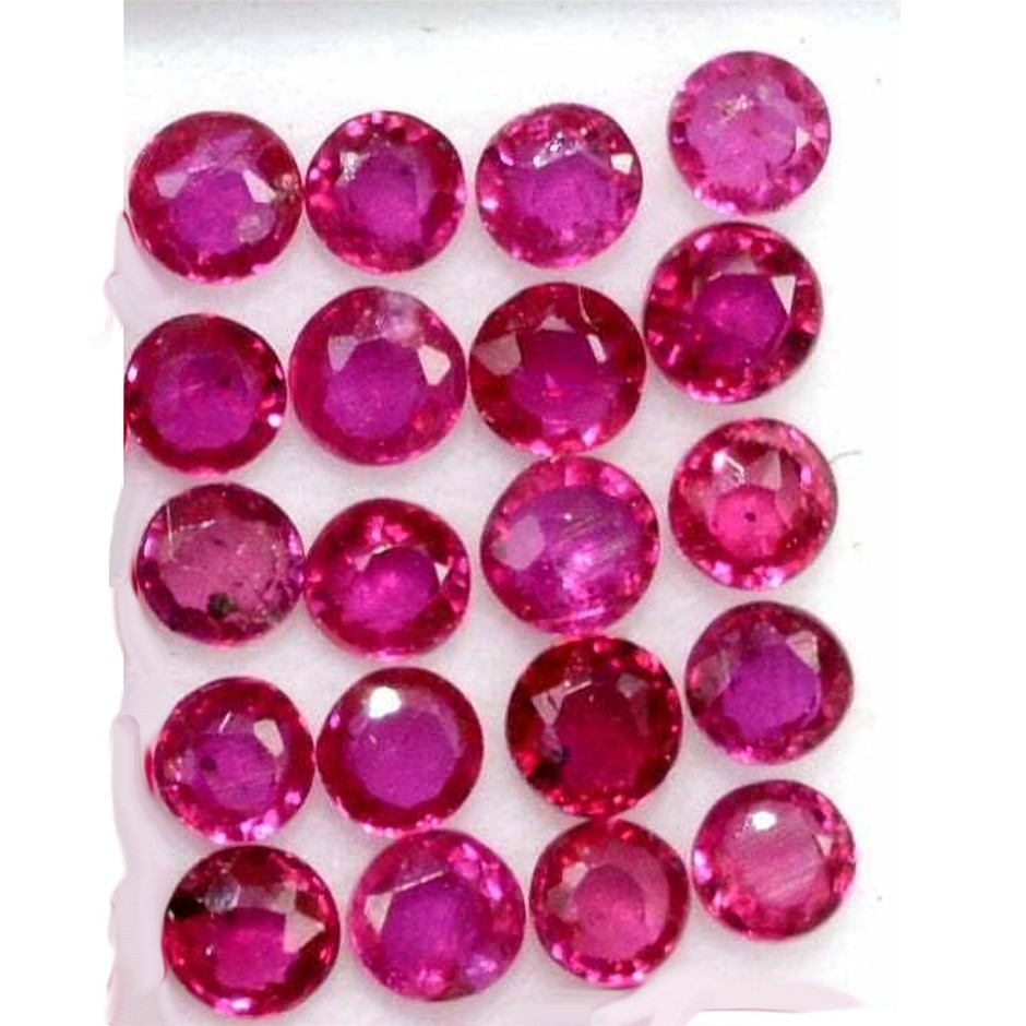 2.00ct (Approx) 20pcs Round Cut Natural Red Ruby Gemstones Auction ...