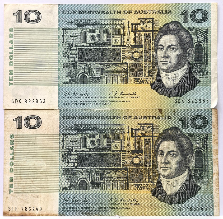 PAIR OF 1967 AUSTRALIAN $10 BANKNOTES (FINE) Auction (0001-2563437 ...