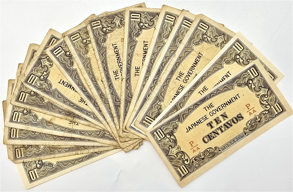WWII ERA JAPANESE GOVERNMENT-ISSUED PHILIPPINE TEN CENTAVOS BANKNOTES ...