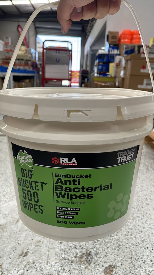 RLA Polymers Big Bucket Anti Bacterial x 500 Wipes. Auction (0029 ...