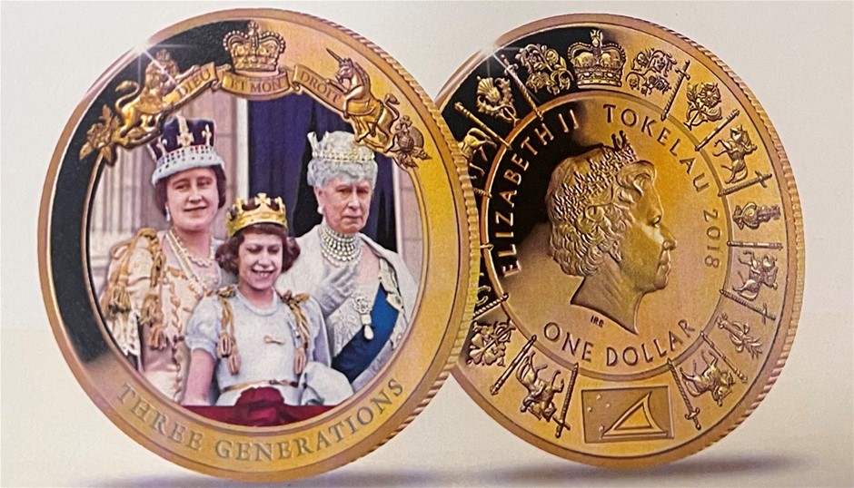 2018 One Dollar Three Generation Of Queen Elizabeth Gold Plated Scarce ...