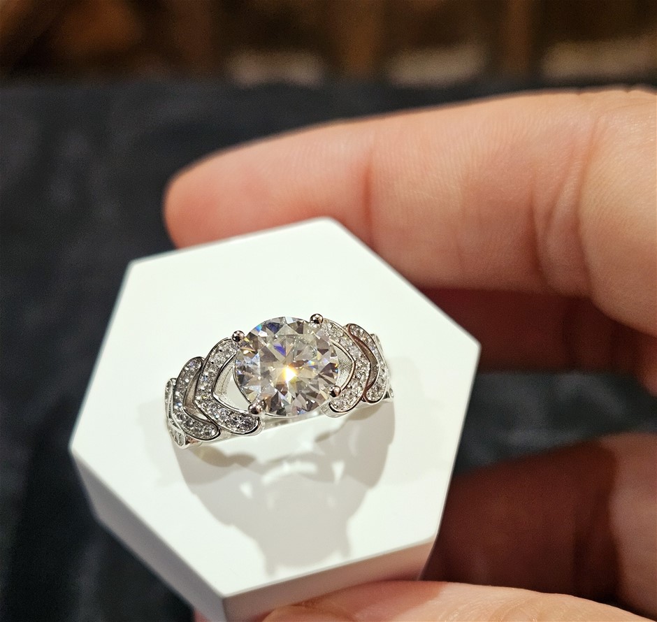 2.0CT 18K Triple White Gold Plated Brilliant Cut Moissanite Ring Auction (0002-2563719) | Grays ...