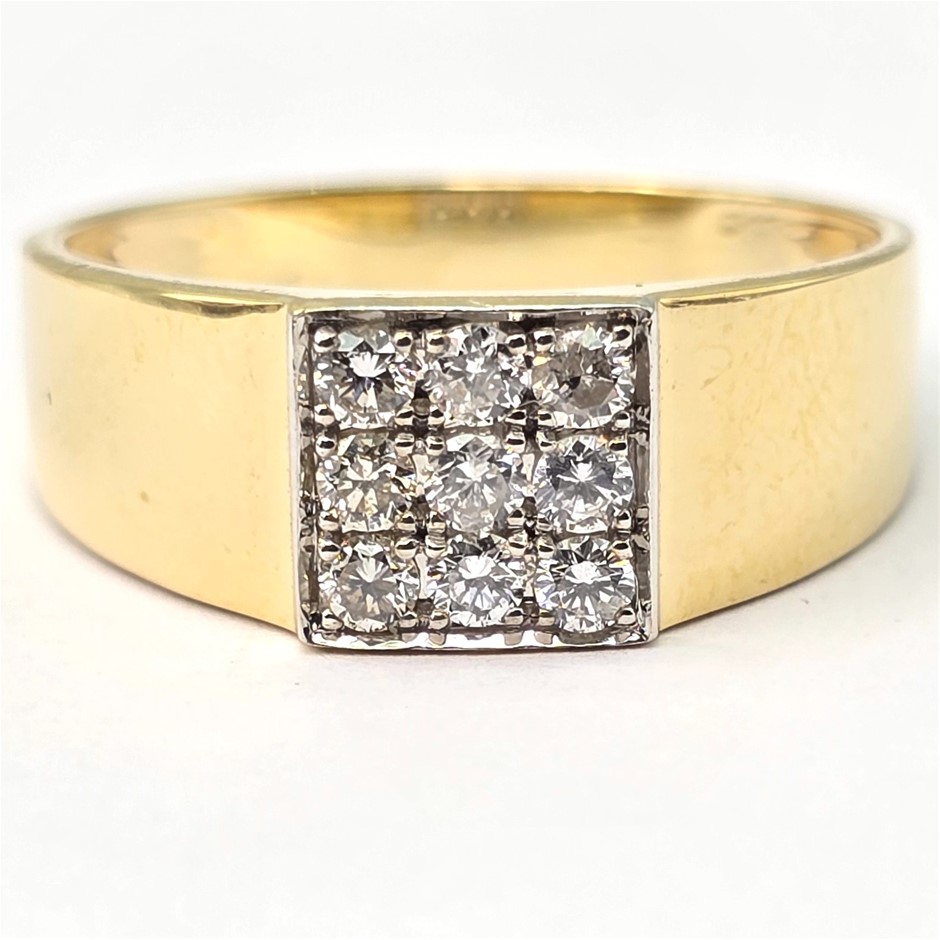 9CT MEN'S YELLOW GOLD & 0.33CT DIAMOND RING Auction (0005-2568245 ...