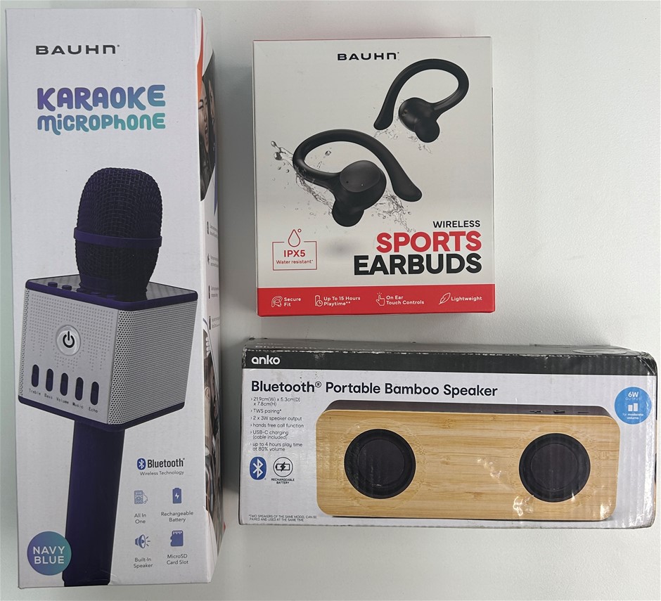 BAUHN KARAOKE MICROPHONE Bluetooth/Navy Blue/Bult-in Speaker Auction ...