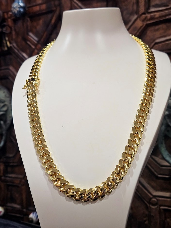 18K Yellow Gold Filled Cuban Chain Stamped (18K)-56Cm Auction (0013 ...