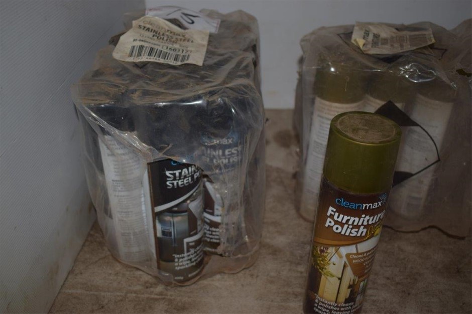 Unused Lot of 13 Containers of Cleanmax Furniture Polish Auction (0015 ...
