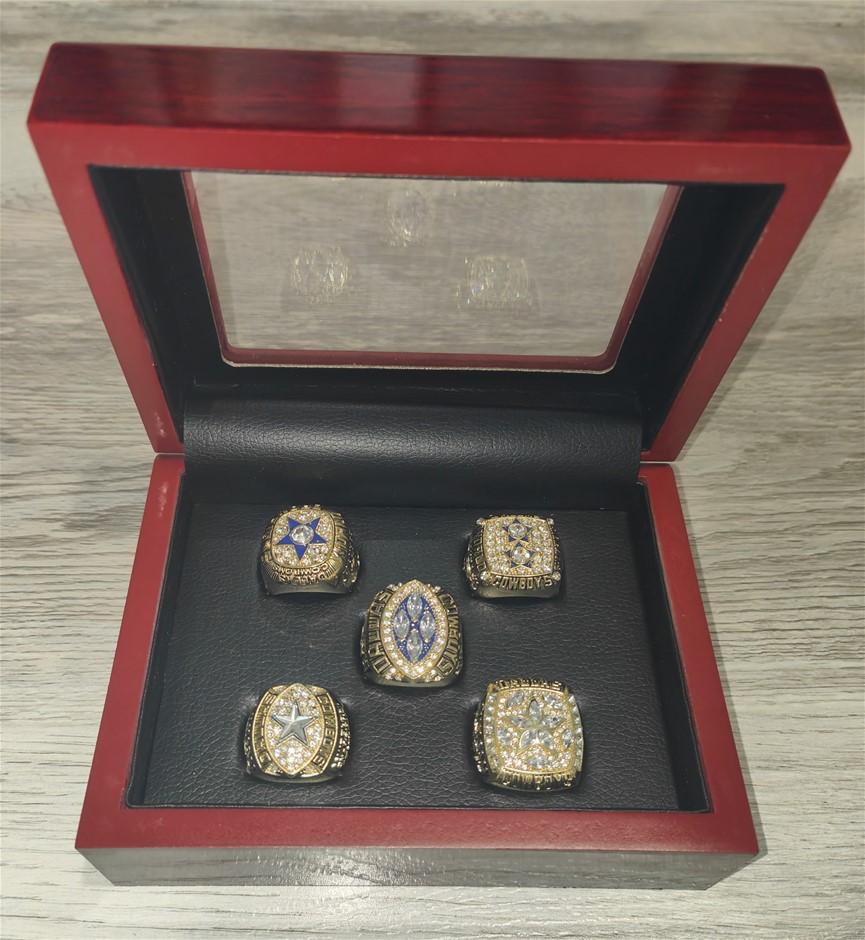 Dallas Cowboys Replica Championship Ring Collection - In Display Case ...
