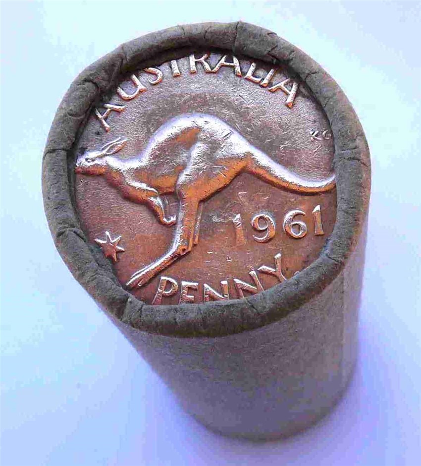 Roll of 1961 (QEII) Australian Penny (50x Circulated Coins in a Roll ...
