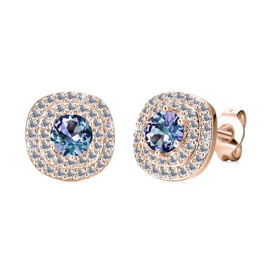 Elegant 18k Rose Gold Vermeil Alexandrite 1.00-carat Earring Auction ...