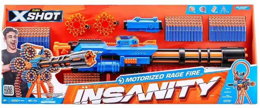 ZURU XSHOT Insanity Motorised Rage Fire 300 Darts. N.B: Not in original ...