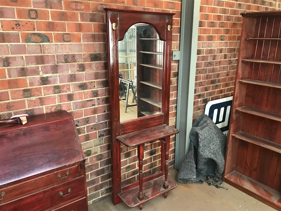 Timber Hall Stand with Mirror Auction (0200-3032275) | Grays Australia