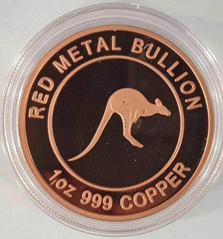 1OZ 999 Fine Australian Pure Copper "Red Metal Bullion" Coin Auction ...