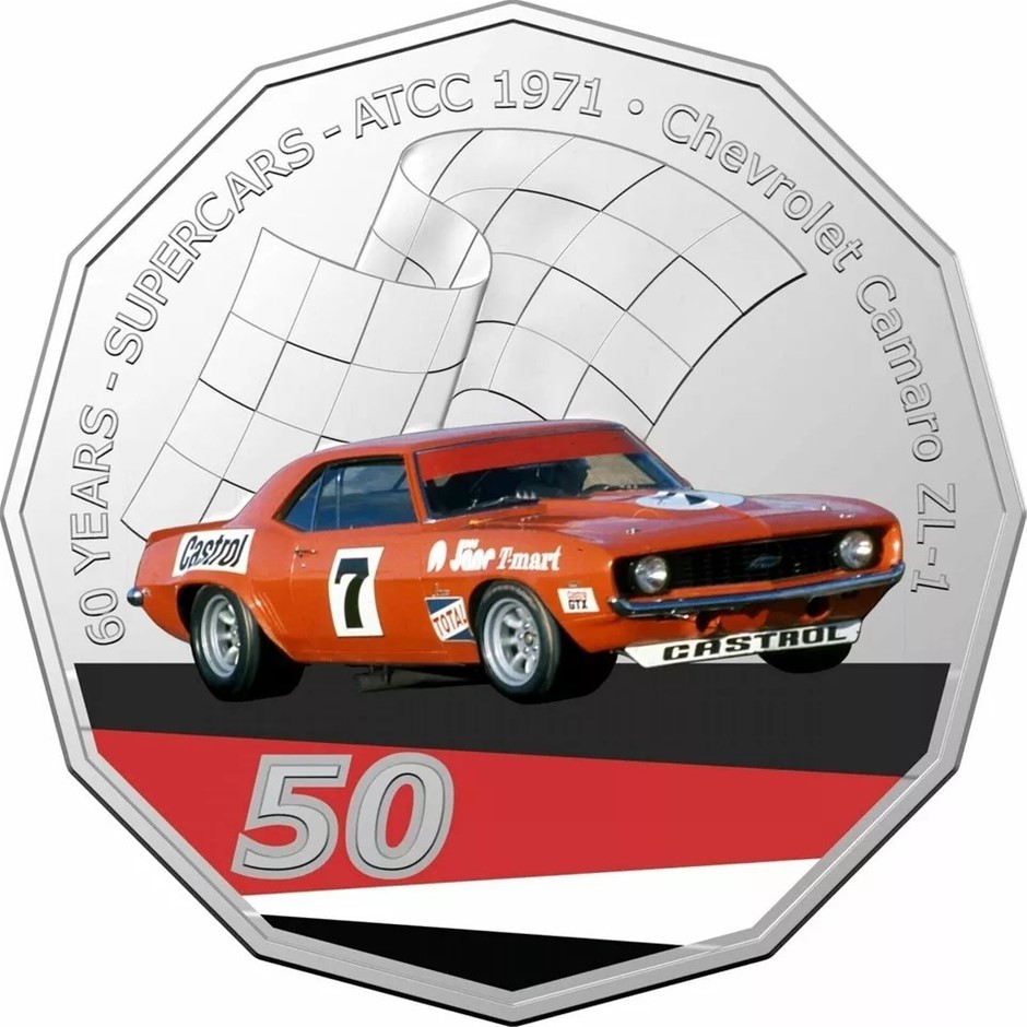 Australia RAM Card 2020 Fifty 50c cent coin SUPERCARS Chevrolet Camaro ...