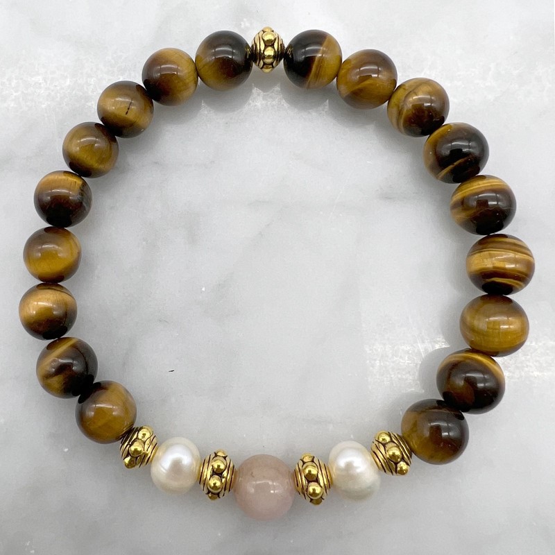 Natural Tiger Eye , Cherry Blossom Jasper, Freshwater Pearls & Antique ...