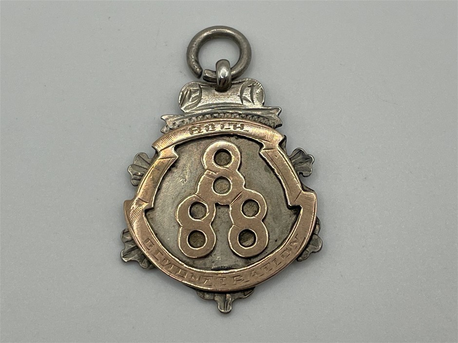 Uninscribed Sterling Silver w/gold medal fob, by Angus & Coote Auction ...