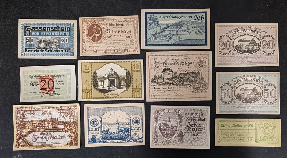 Early 1920S Austria Notgeld Emergency Money Banknote Collection Auction ...
