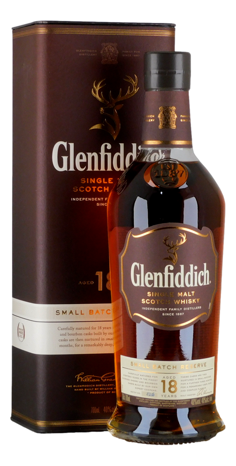 Glenfiddich 18 Y/O Small Batch Reserve Single Malt Scotch Whisky (1x ...