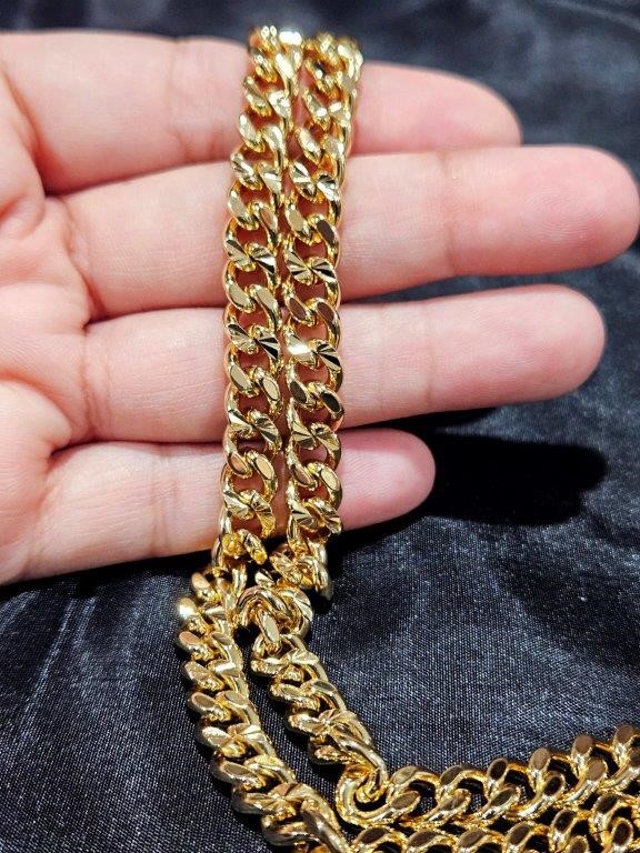 18k Italy Stamped Yellow Gold Filled Cuban Chain (18k/Italy)-55cm ...