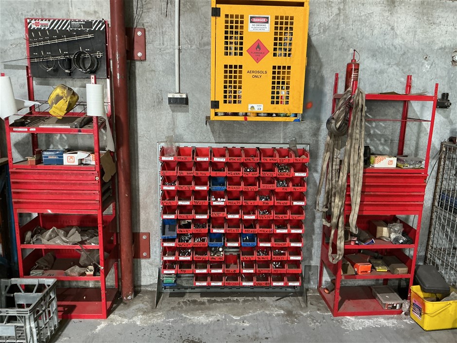2 x Workshop Shelves and Fasteners in Organiser Rack Auction (0119 ...