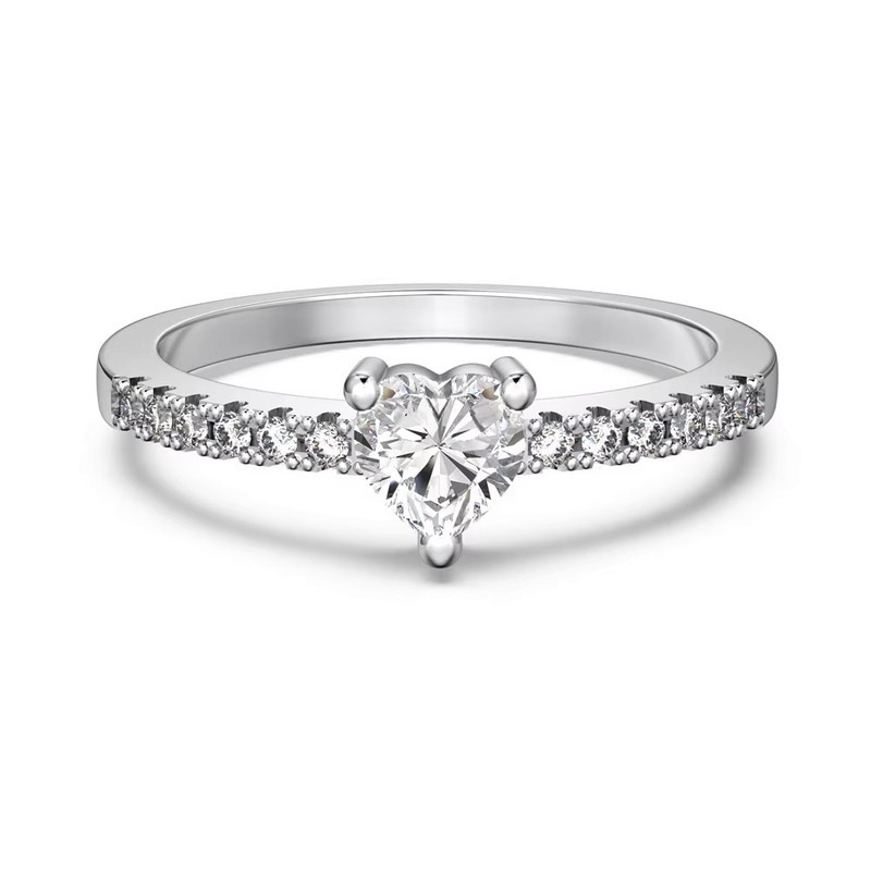 0.5ct Heart Cut GRA Certified Moissanite 925 Sterling Silver Ring ...