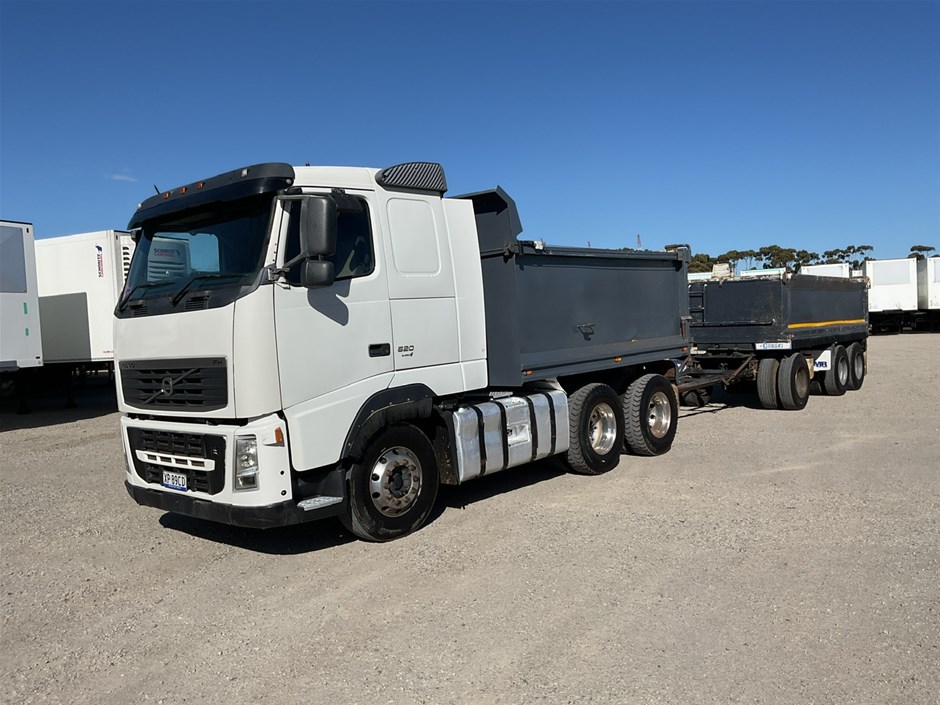 2008 Volvo FH 6 x 4 Tipper Truck with1988 Gorski . Dog Trailer Auction ...