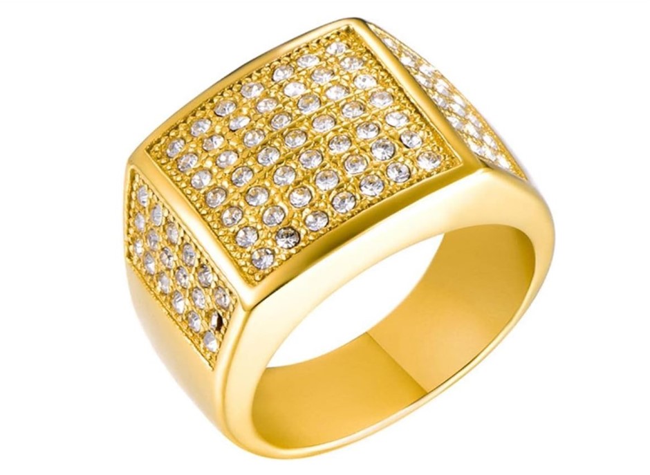 Gold-Tone Square Bling Ring with Simulated Diamonds Auction (0017 ...