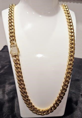 18k Yellow Gold Filled Cuban Chain Stamped(18K)-60cm Auction (0005 ...