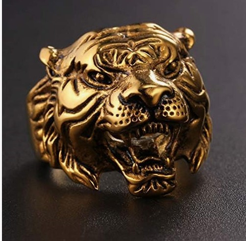Tiger Head Ring in 18k Triple Yellow Gold Plating Auction (0004-2569478 ...