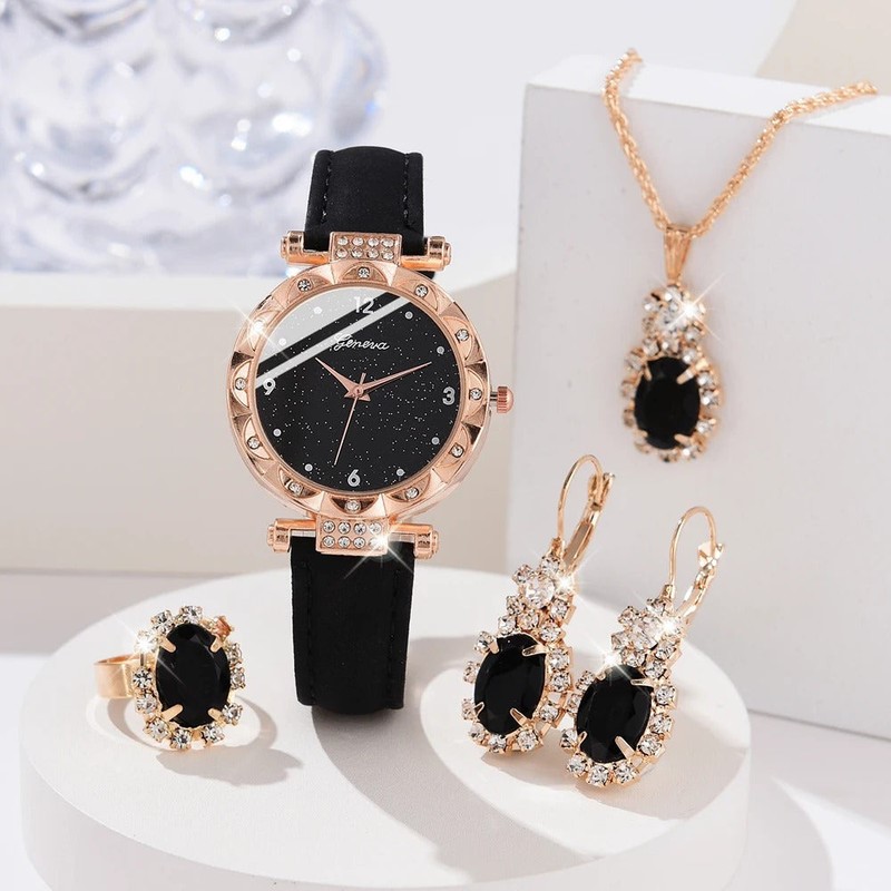 Luxury Womenâ€™s Rhinestone Quartz Watch Set (5-Piece) Auction (0010 ...