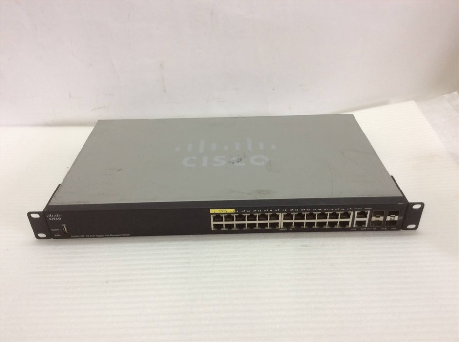 CISCO SG350-28P 28-Port Gigabit PoE Managed Switch Auction (0007 ...