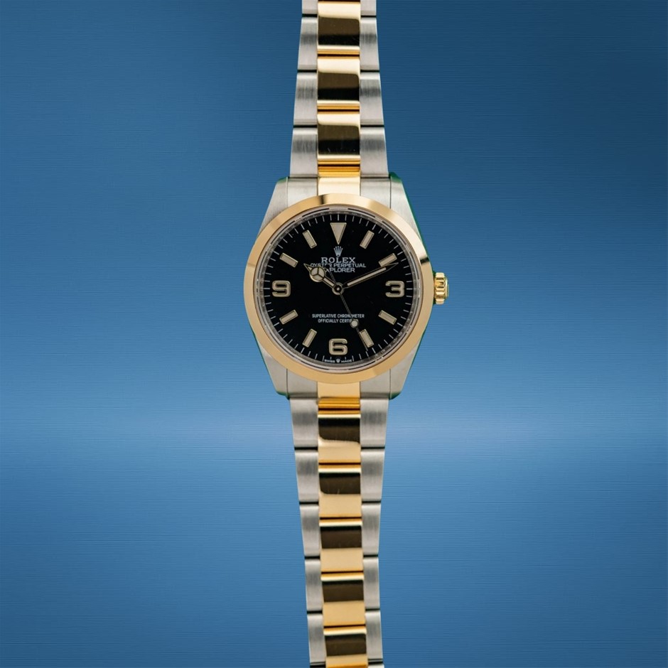 Rolex Explorer 36 Two Tone Yellow Gold 124273 36mm BxP Auction (0023 ...