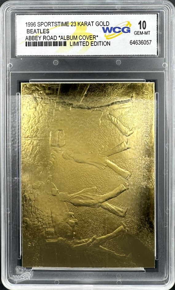1996 SPORTSTIME 23 CARAT GOLD BEATLES ABBEY ROAD ALBUM COVER CARD ...