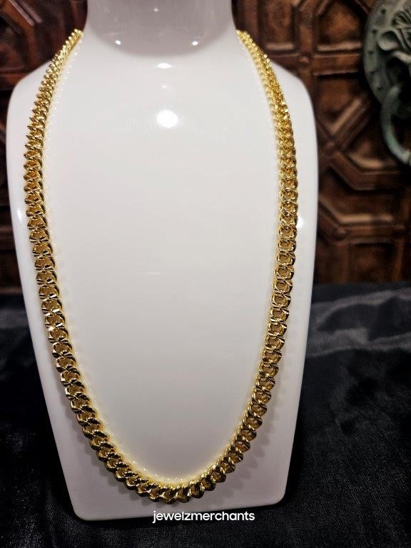 18K/Italy Stamped Solid Heavy Yellow Gold Filled Cuban Chain -50cm ...