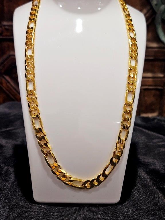 18k Italy Stamped Solid Heavy Yellow Gold Filled Figaro Chain-Quality ...