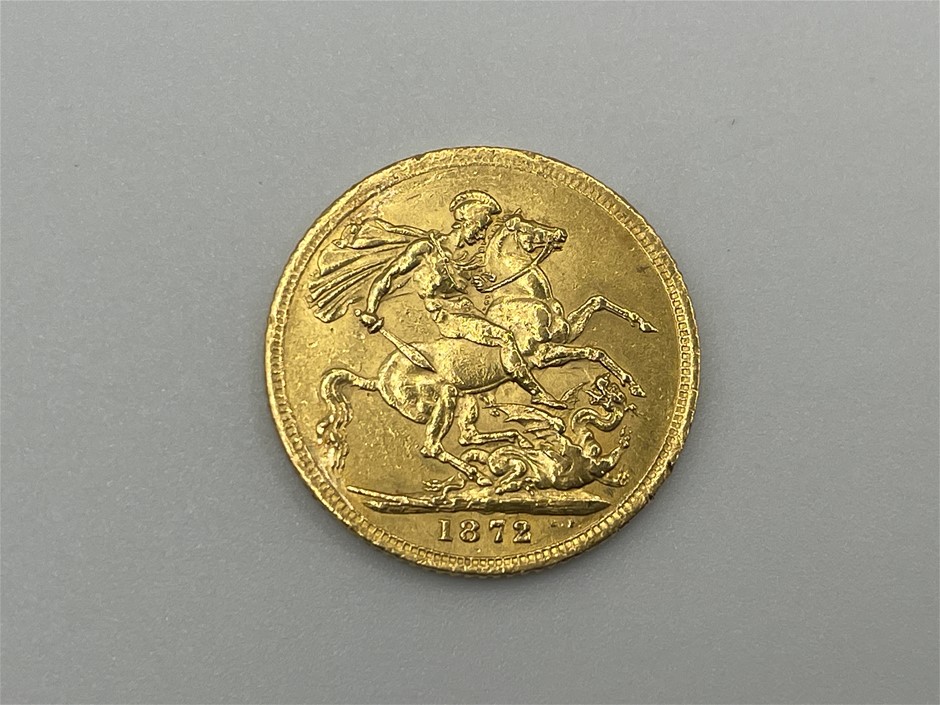 1872 Australia Queen Victoria Gold Imperial Sovereign (22Ct) Auction ...