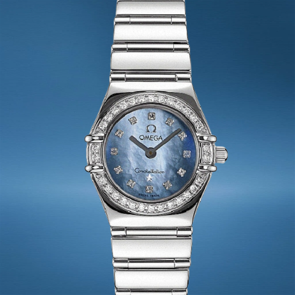 Omega Constellation Solid 18K White GoldBlue Mother of Pearl Blue BxO ...