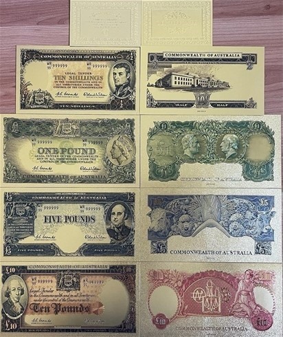 AU PreDecimal Bank Note Set Limited Edition Rare Banknote Gold Plated ...