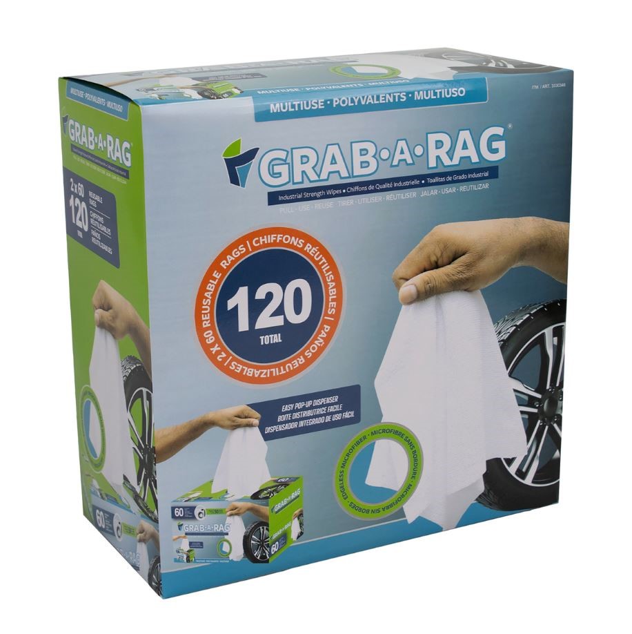 GRAB-A-RAG 120pc Count Reusable Rags. N.B: Damaged packaging. Auction ...